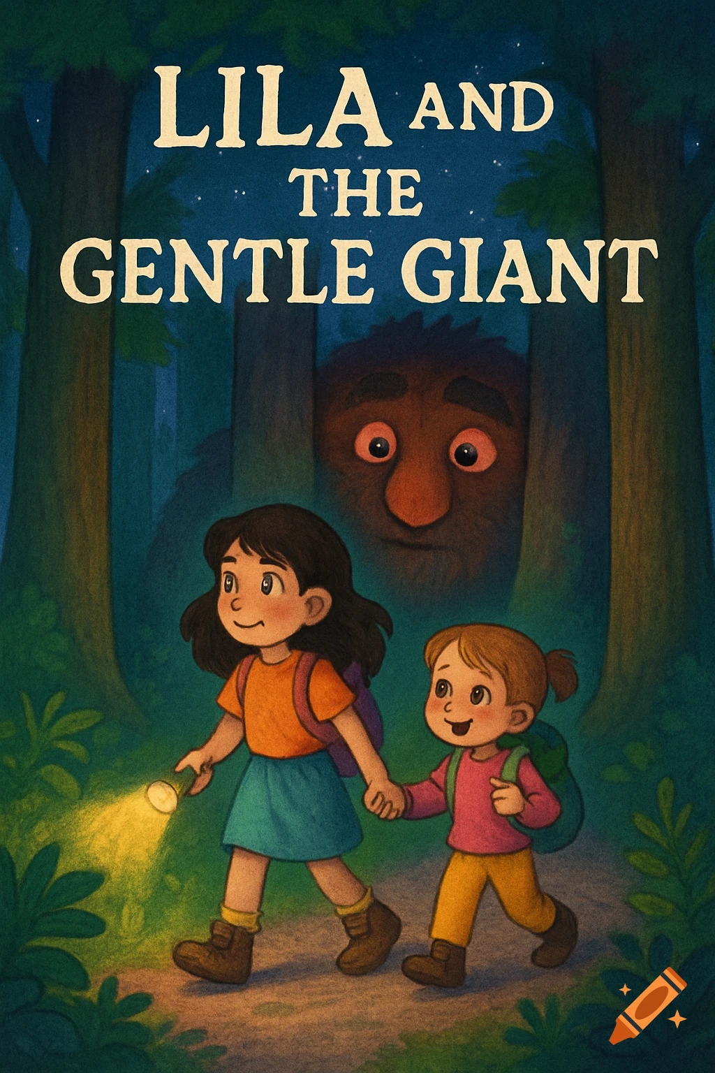 Two cartoon girls with backpacks holding hands, walking with a ...