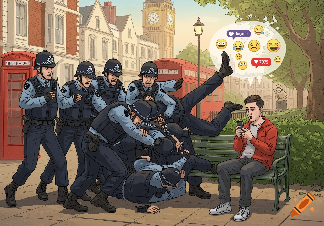 A photorealistic image of a Caribbean British police woman in a high ...