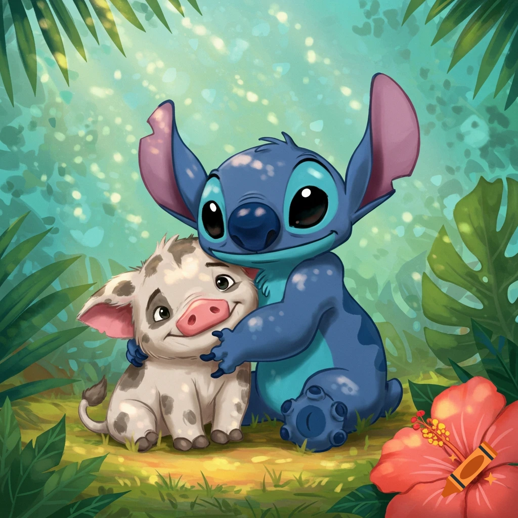 An evil-looking Stitch with red eyes and sharp teeth holds a glowing ...