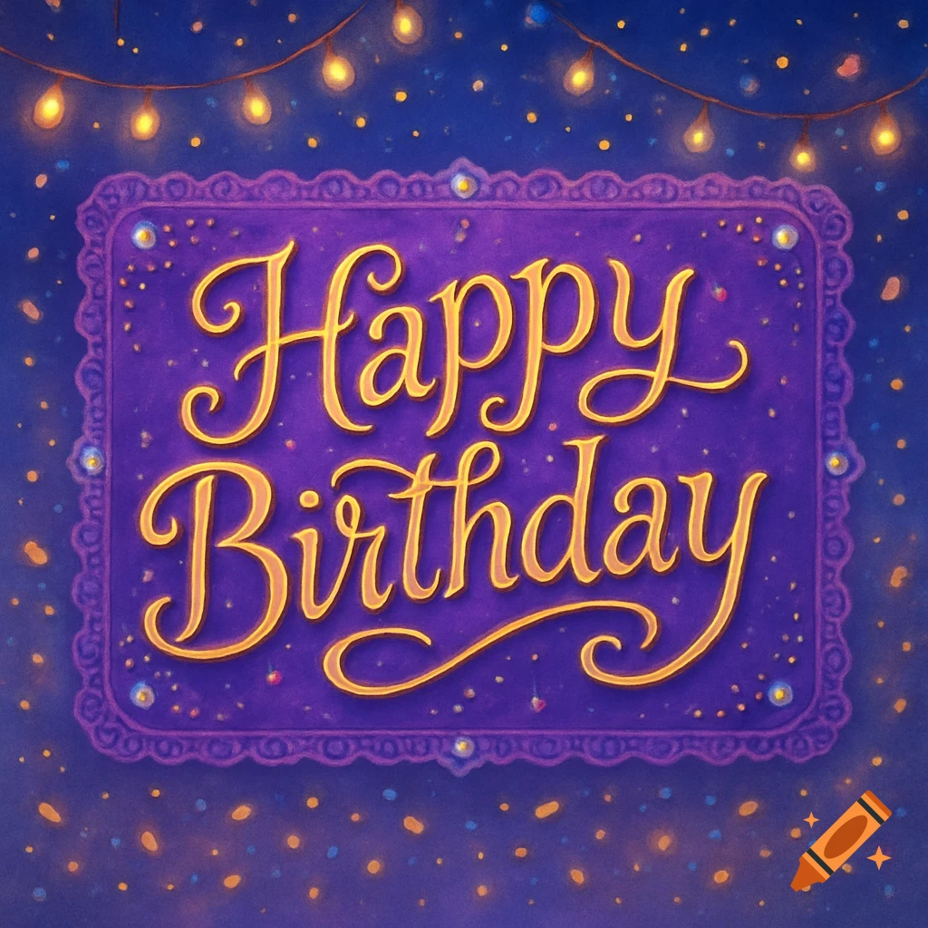 A cheerful birthday banner with golden text 'HAPPY Birthday Claire ...