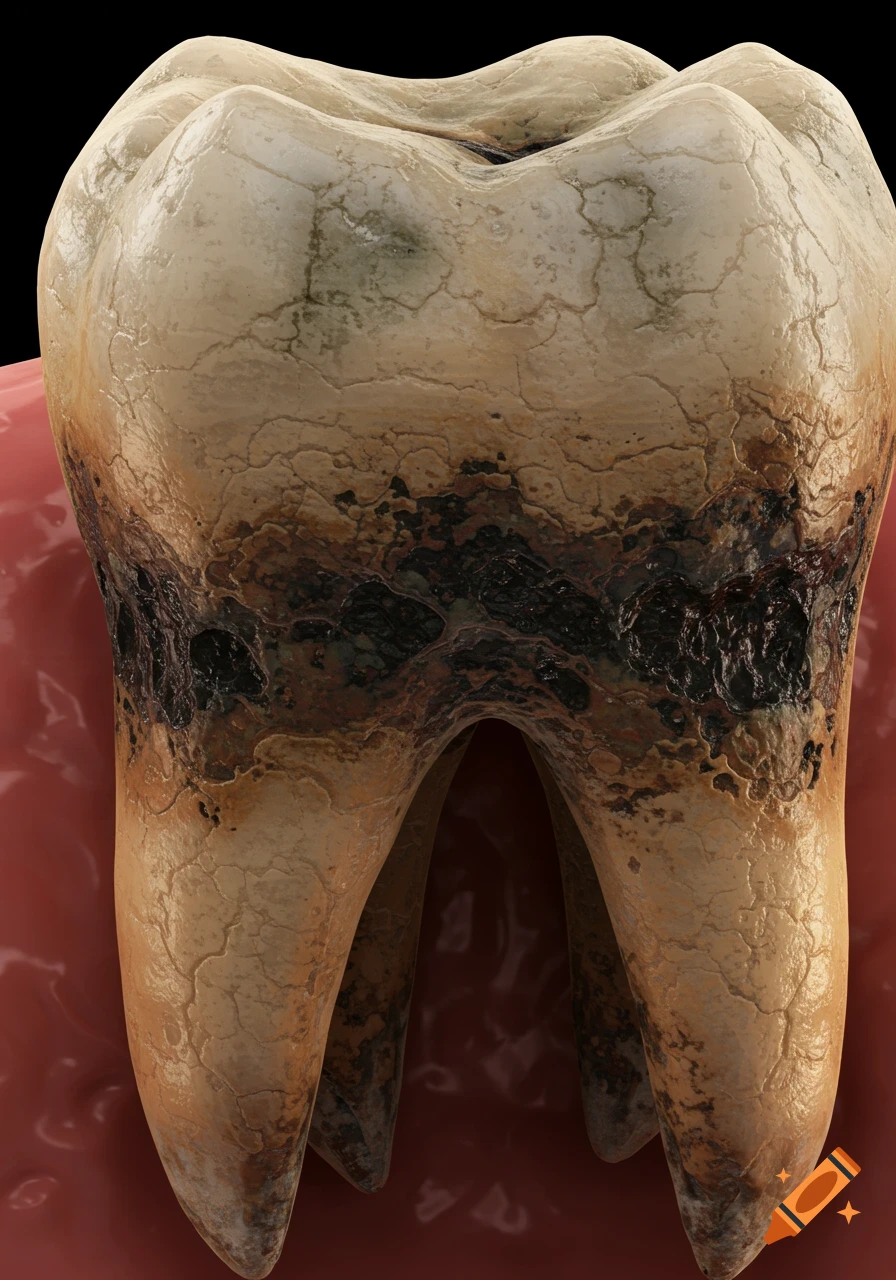 Close-up of human teeth biting down on a shattering pill on Craiyon