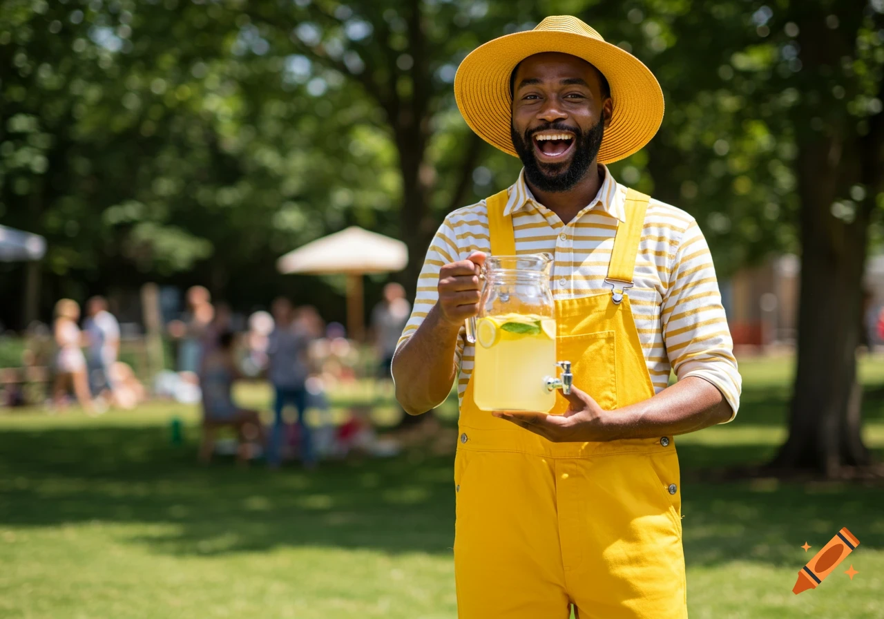 Four diverse men smile while sitting at a wooden table in a sunny ...