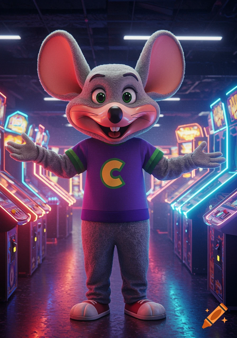 A person in a blue Gumball Watterson mascot costume stands on a paved ...