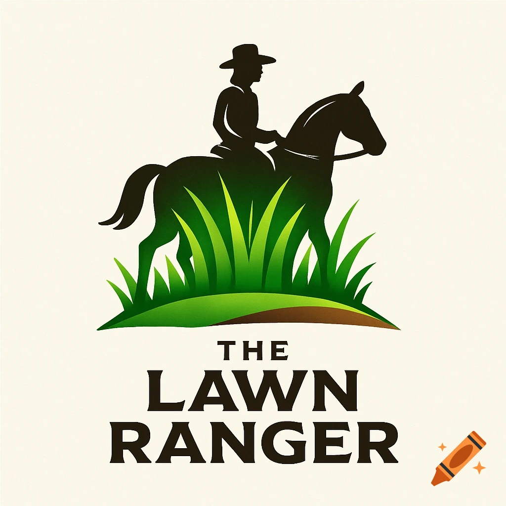 Logo for 'The Lawn Ranger' featuring a silhouette of a person on a ...