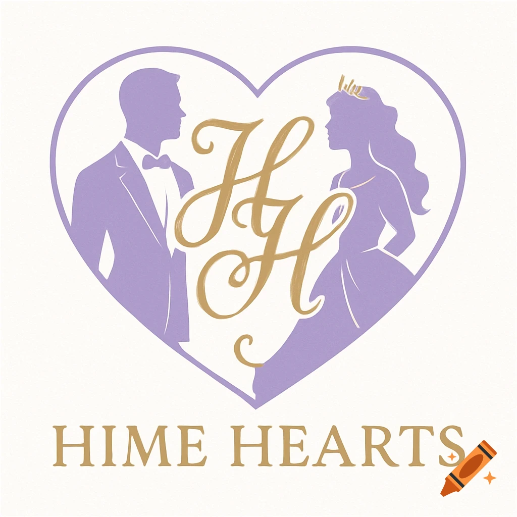 A logo in a purple heart outline featuring a man in a suit silhouette ...