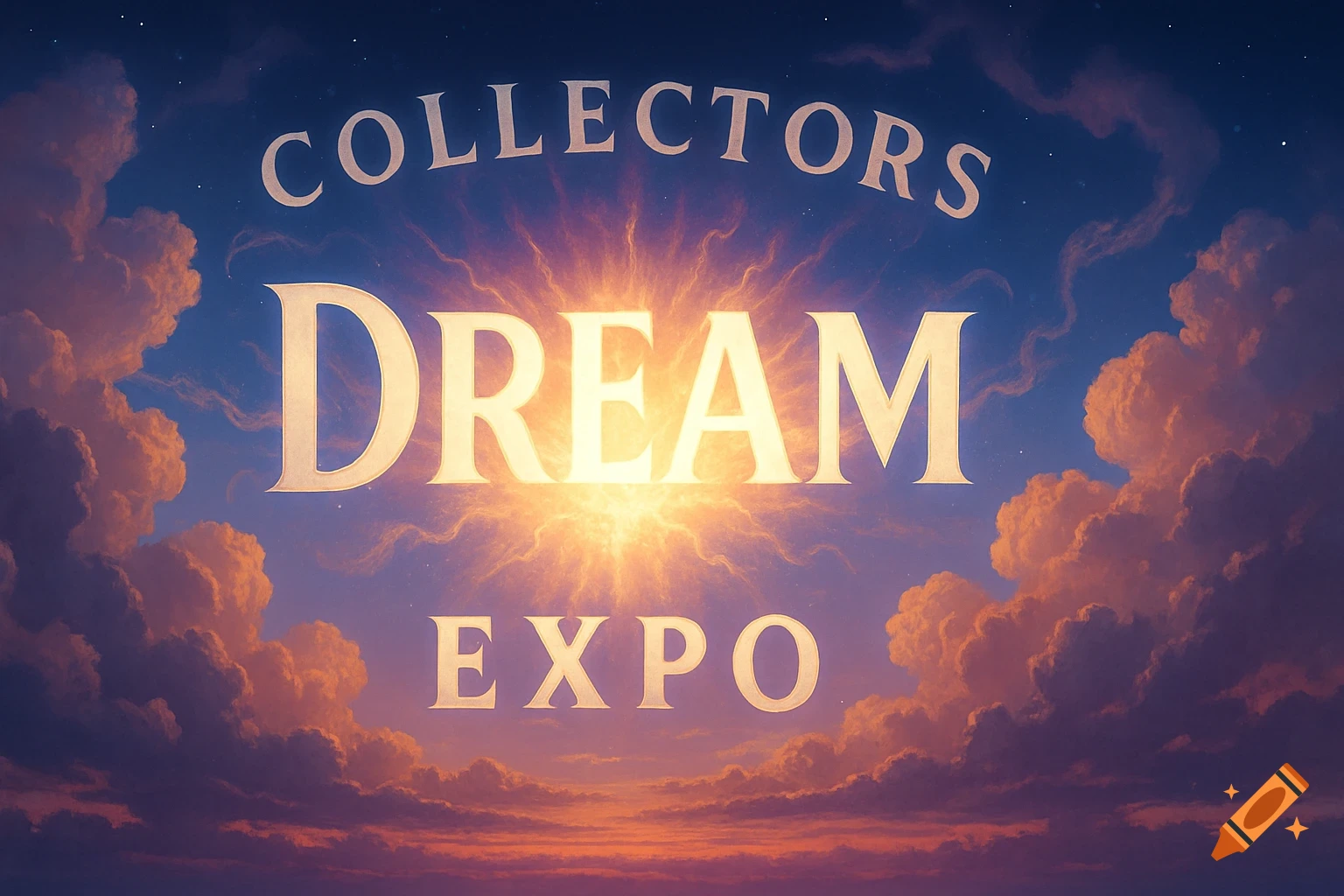 Large, illuminated text 'COLLECTORS DREAM EXPO' against a dramatic ...