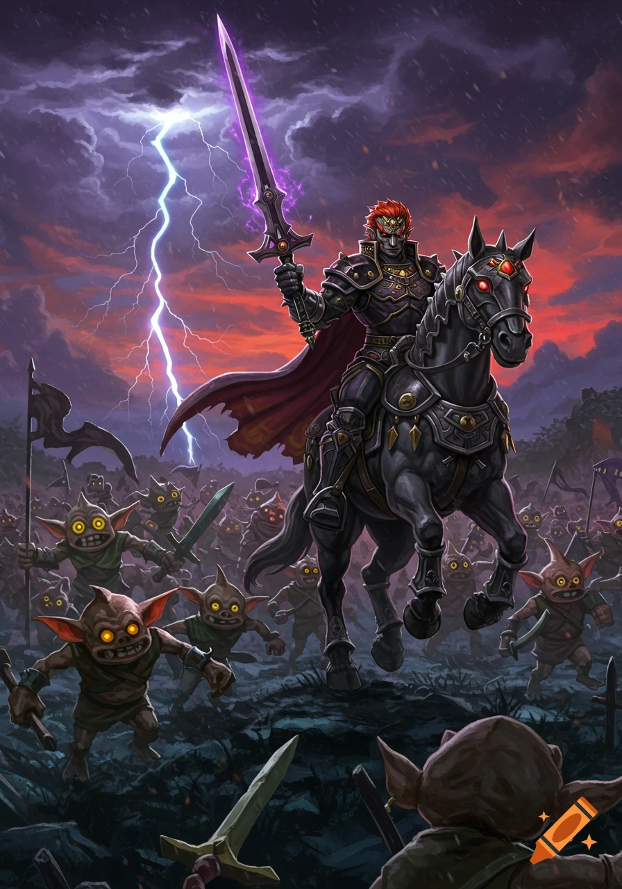 Manhwa style image of a knight in armor and a red cape raising a sword ...