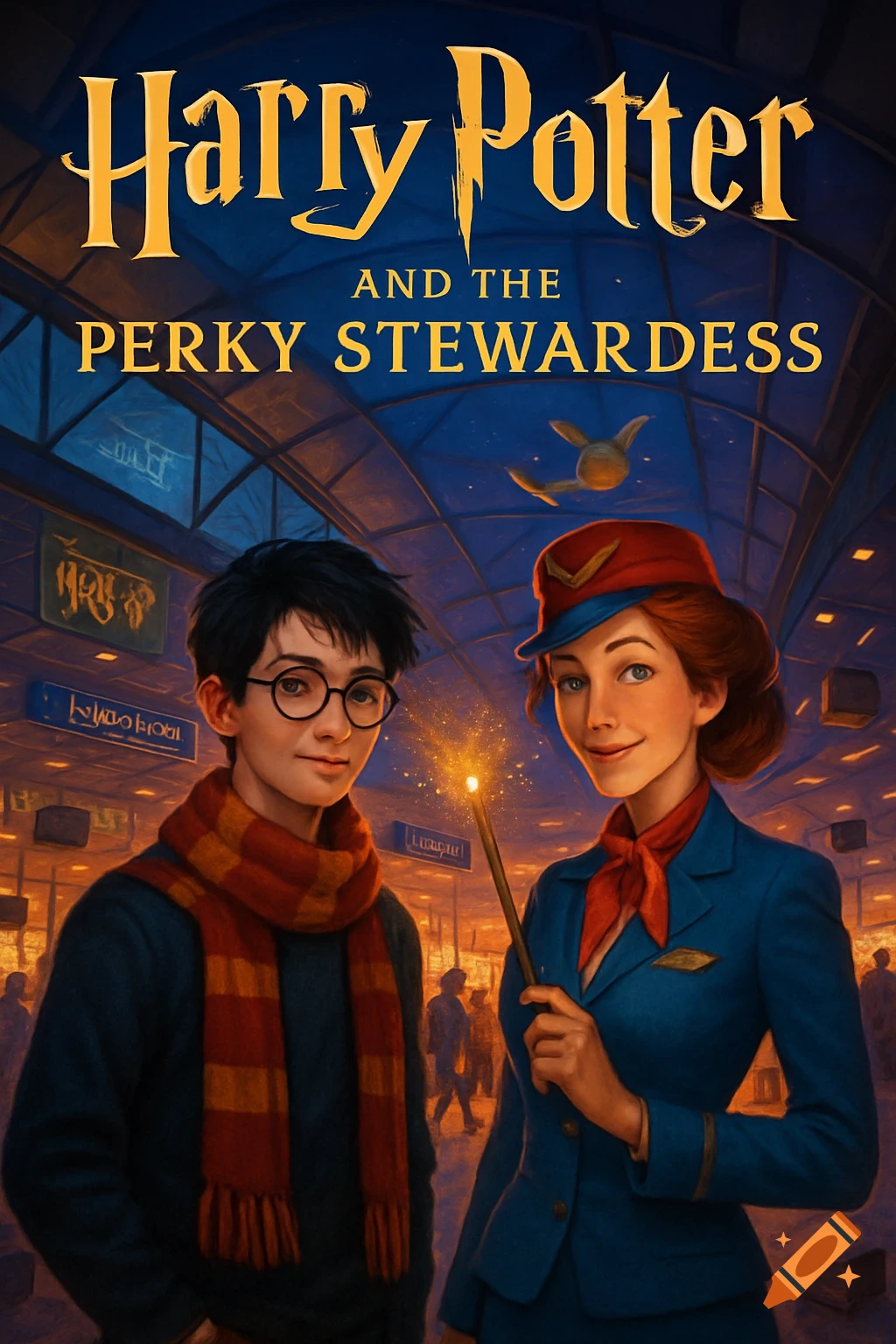 A whimsical book cover for 'Harry Potter and the Labyrinth of Spaghetti ...