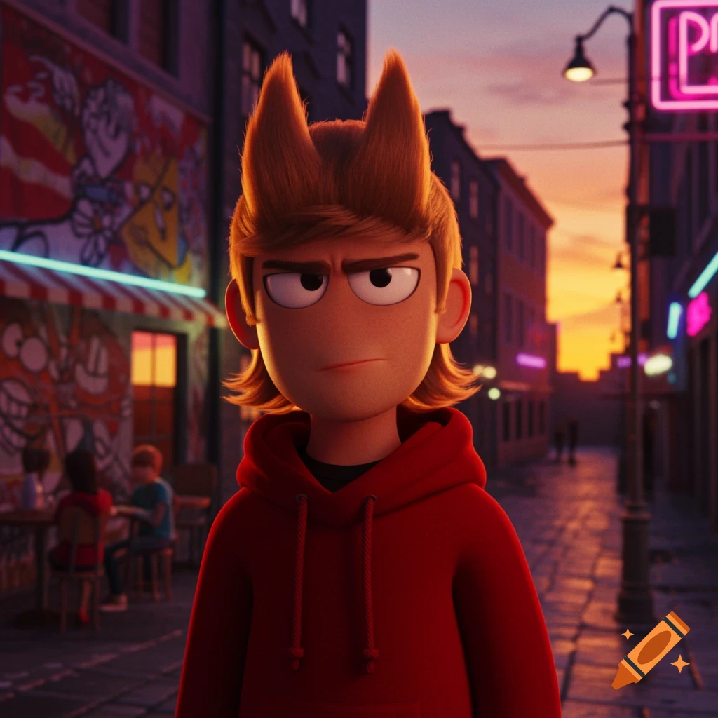 A photorealistic red Teletubby wears gold aviator sunglasses reflecting ...