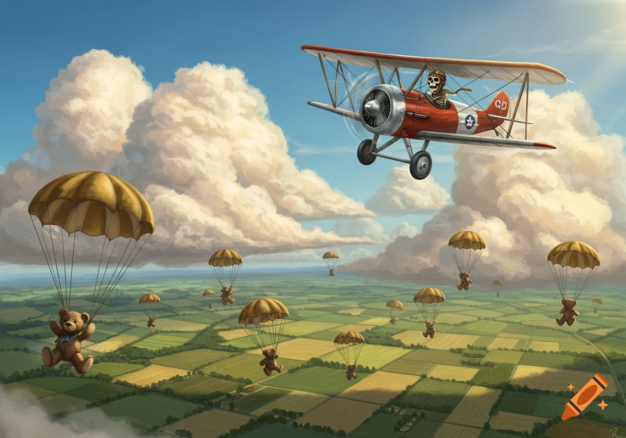 Two World War II fighter planes engaged in a dogfight against a vibrant ...