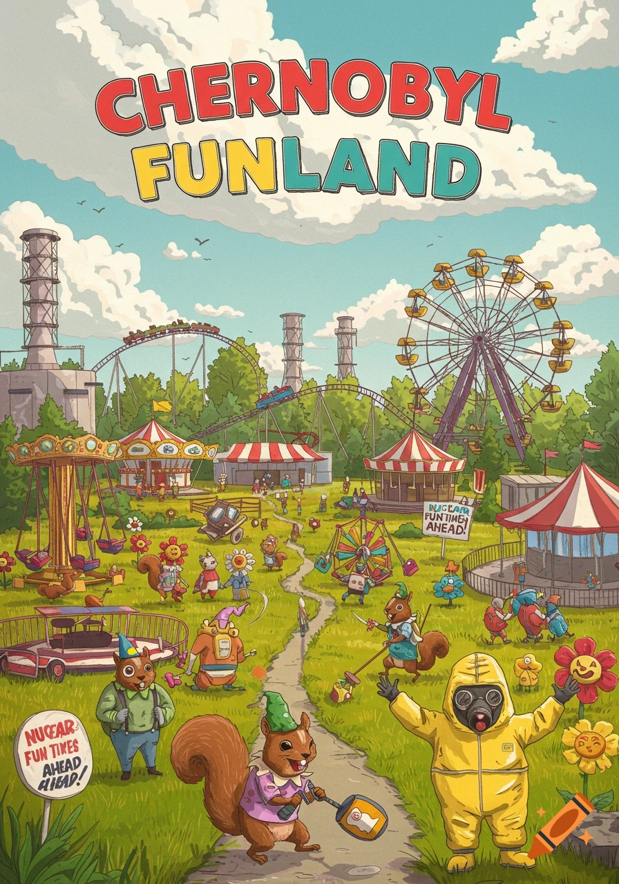 Illustration logo for 'Little Land of Fun' theme park, featuring a ...