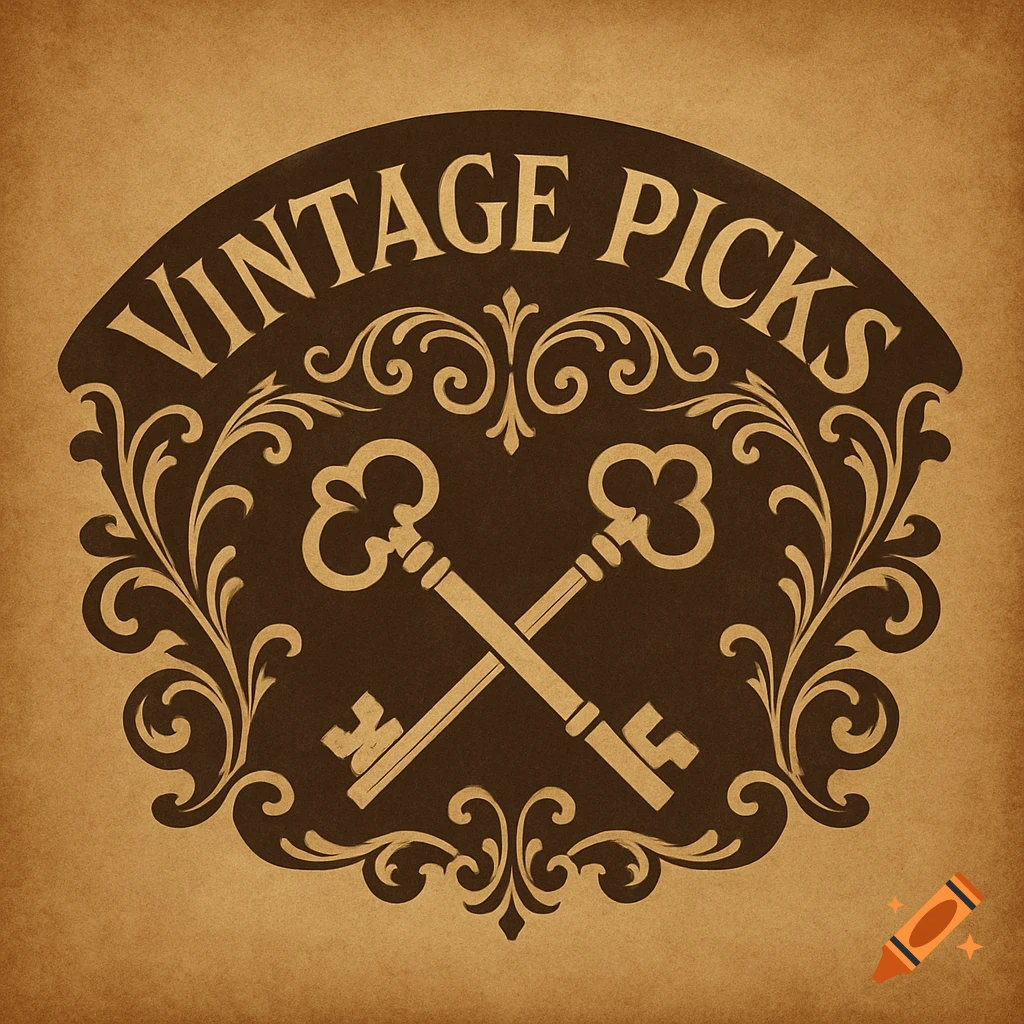 Vintage-style logo with 'VINTAGE PICKS' text, crossed skeleton keys ...