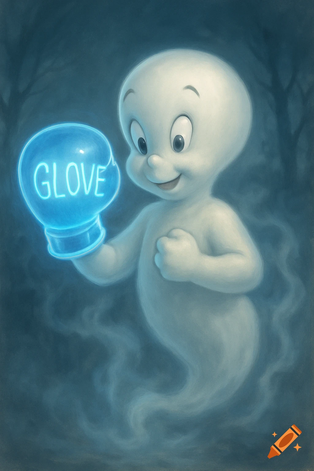 Casper the Friendly Ghost floats in a starry night sky above the ...