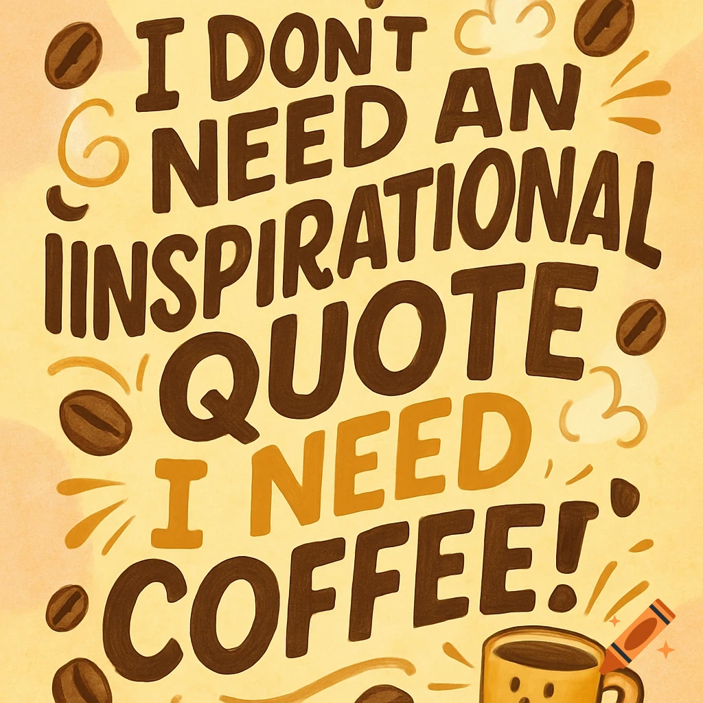 Hand-drawn illustration with the quote "I don't need an IINSPIRATIONAL ...