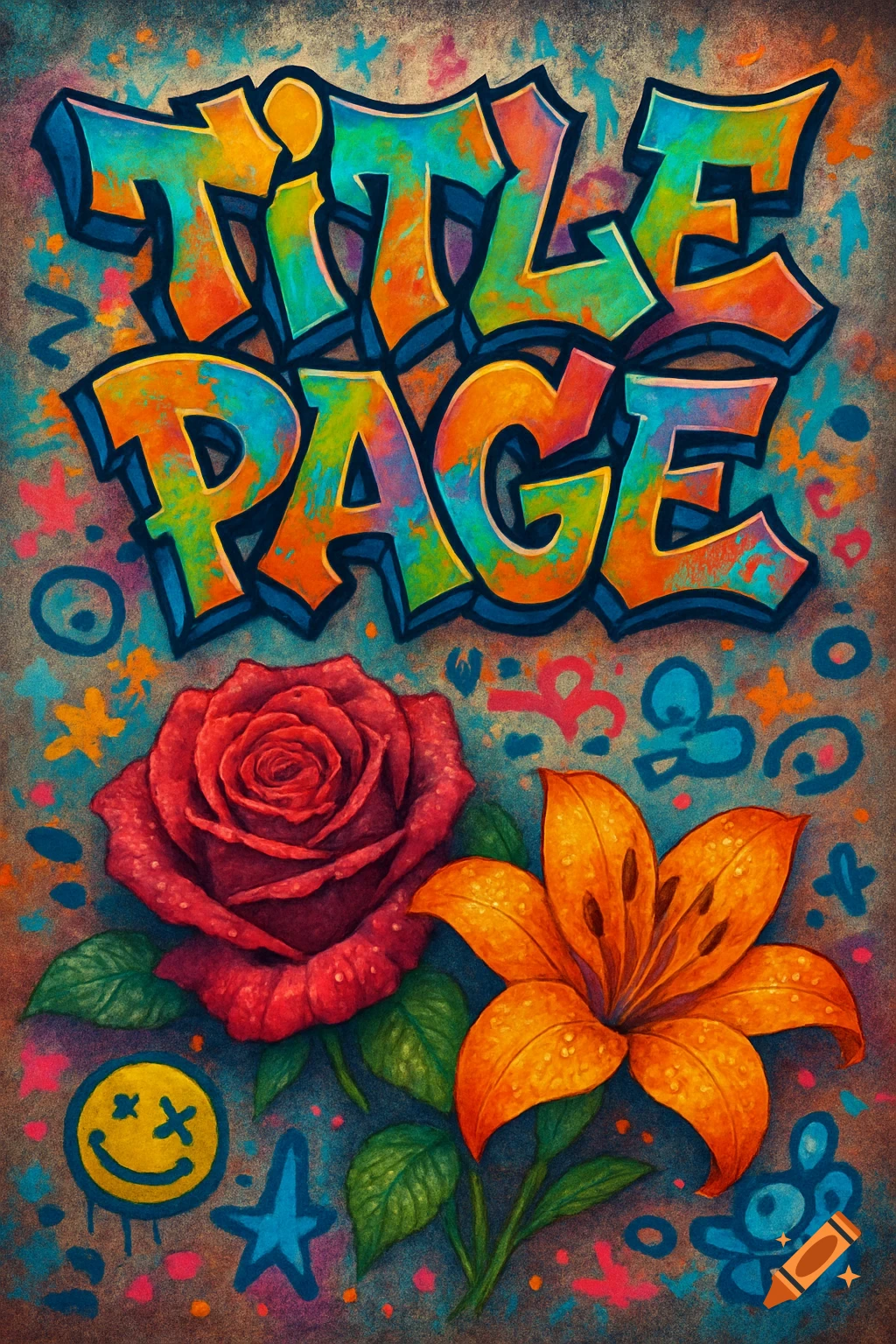 Colorful promotional poster with floral designs, balloons, and text ...