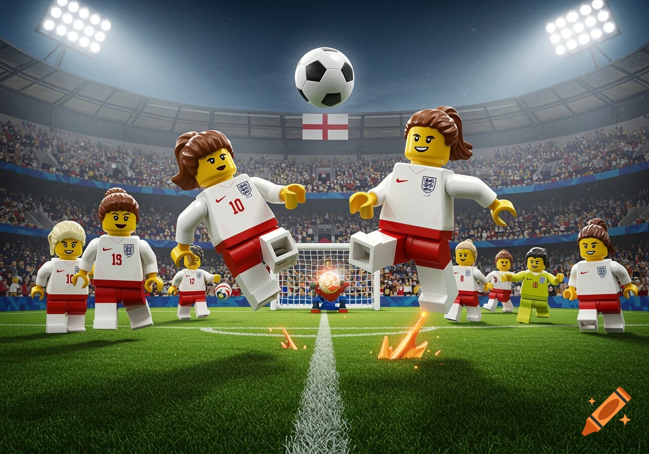 Lego figures representing the England women's football team play a ...