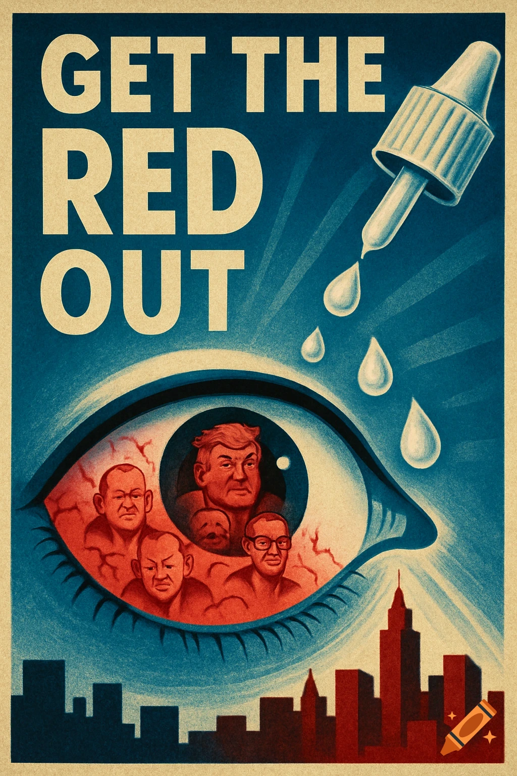 Vintage style political propaganda poster with the text 'GET THE RED ...
