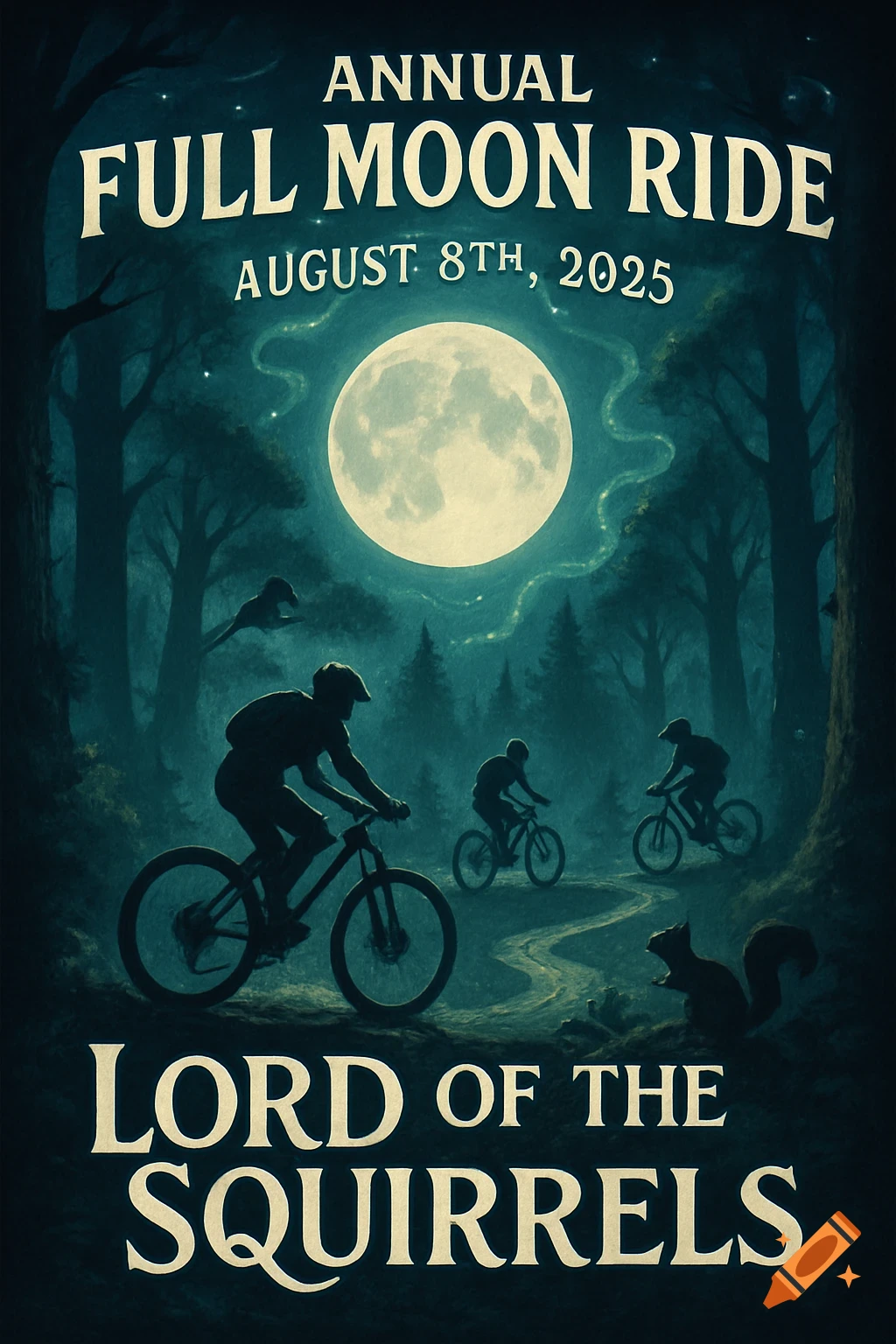 A silhouetted figure on a bicycle flies across a giant supermoon above ...