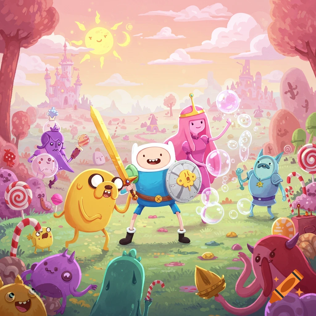 Finn and Jake smoking weed behind a gas station on Craiyon