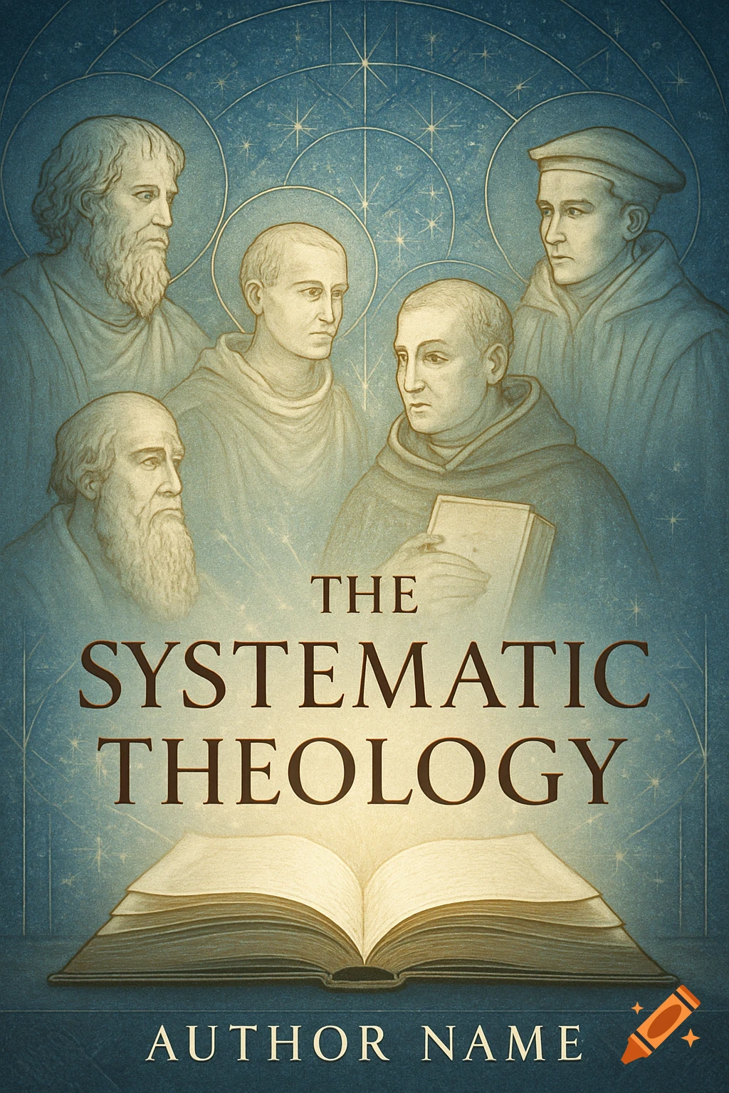 Vintage-style book cover illustration with five male figures, some with ...