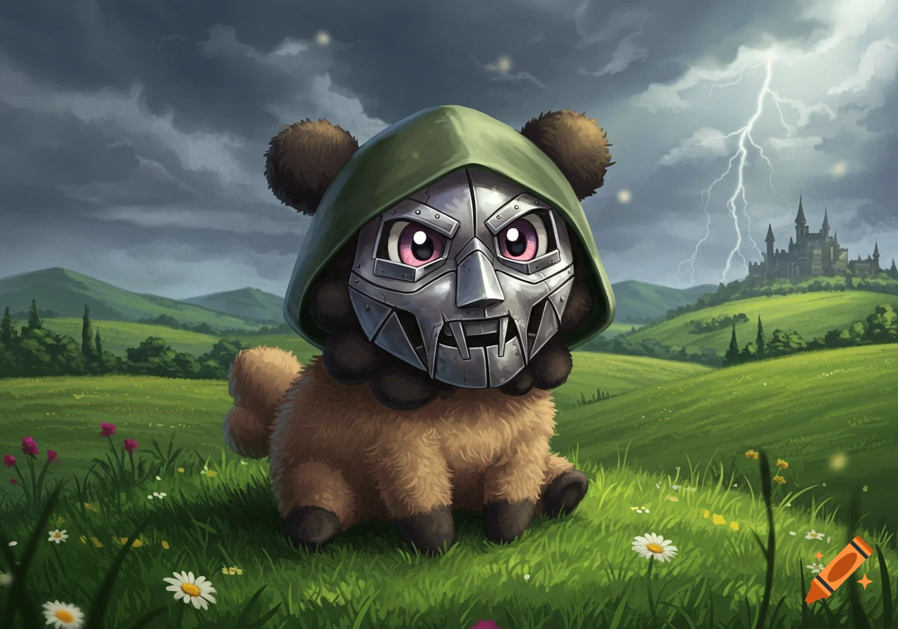 A cute, fluffy brown creature resembling Pokemon Bidoof, wearing a ...