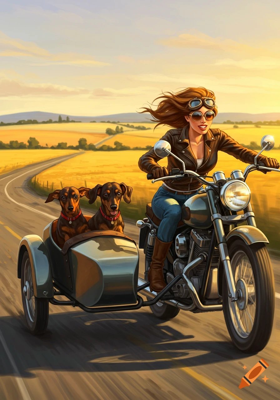 A bald, bearded biker on an asteroid-motorcycle, with a guitar and ...