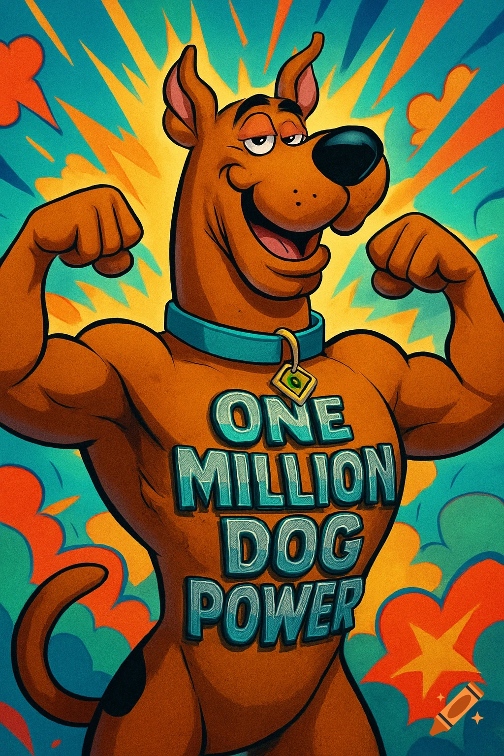 Scooby Doo takes a bubbly bath in a wooden tub, surrounded by lava ...