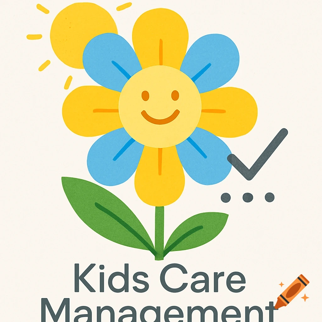 Stylized illustration of a flower with a smiley face, a sun, and a ...