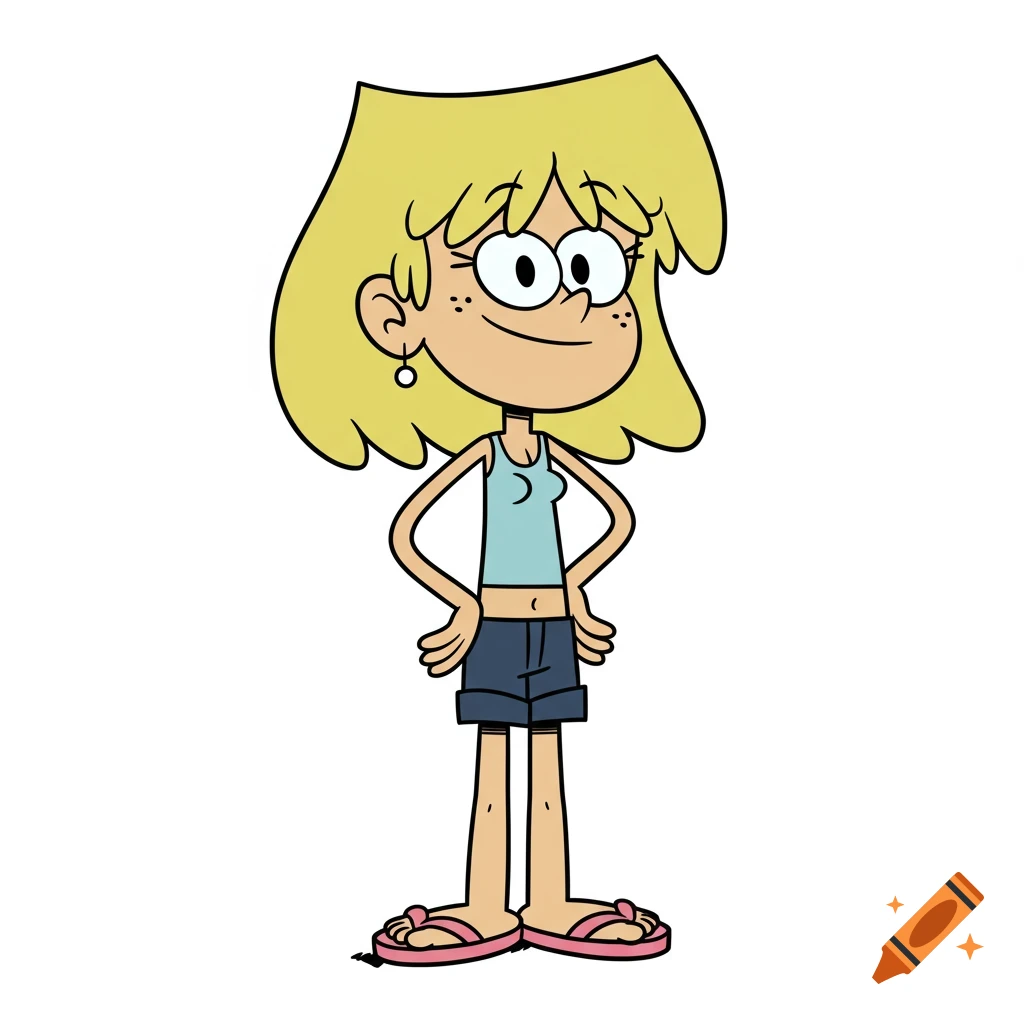Lori Loud, a cartoon character with blonde hair, wearing a light blue ...