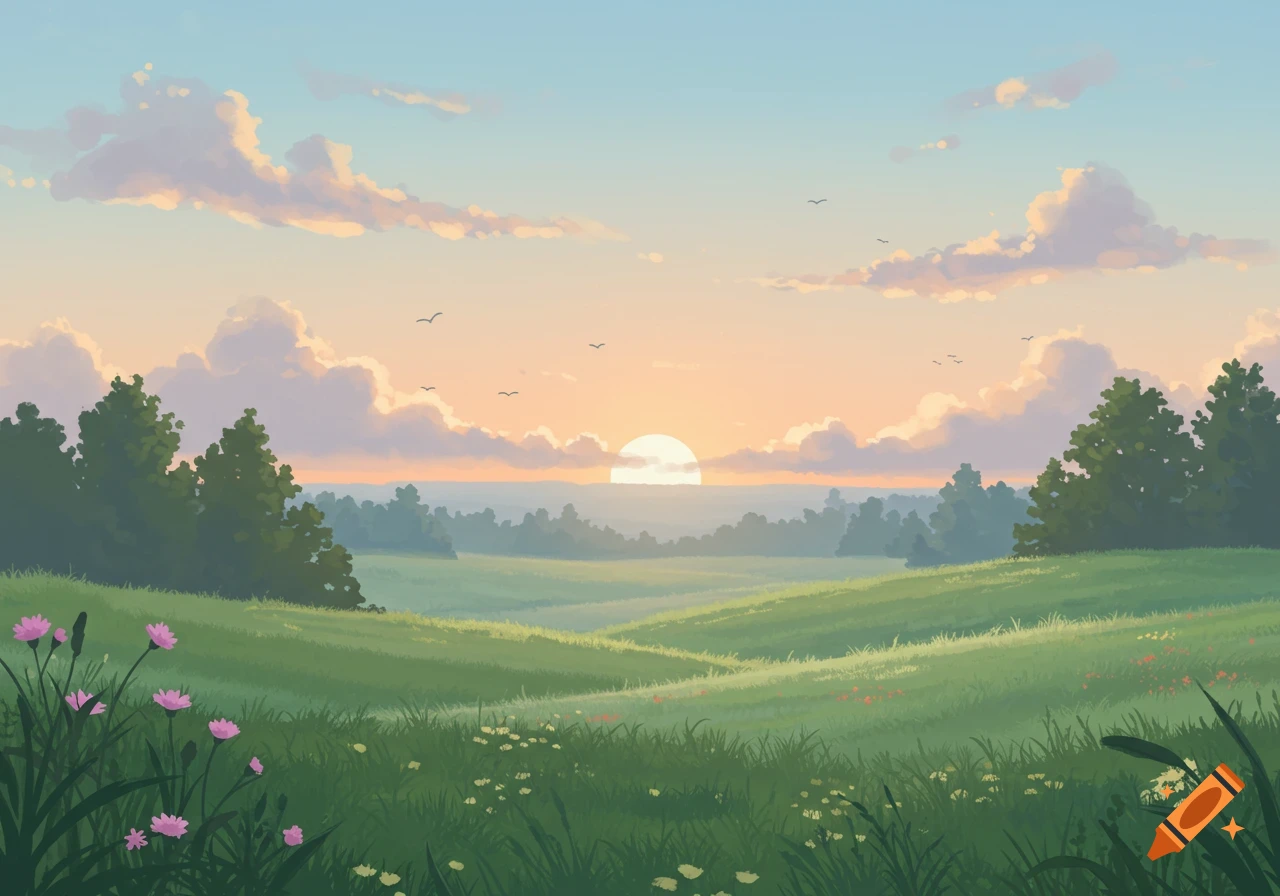 A colorful 16-bit pixel art landscape featuring an orchard with ...