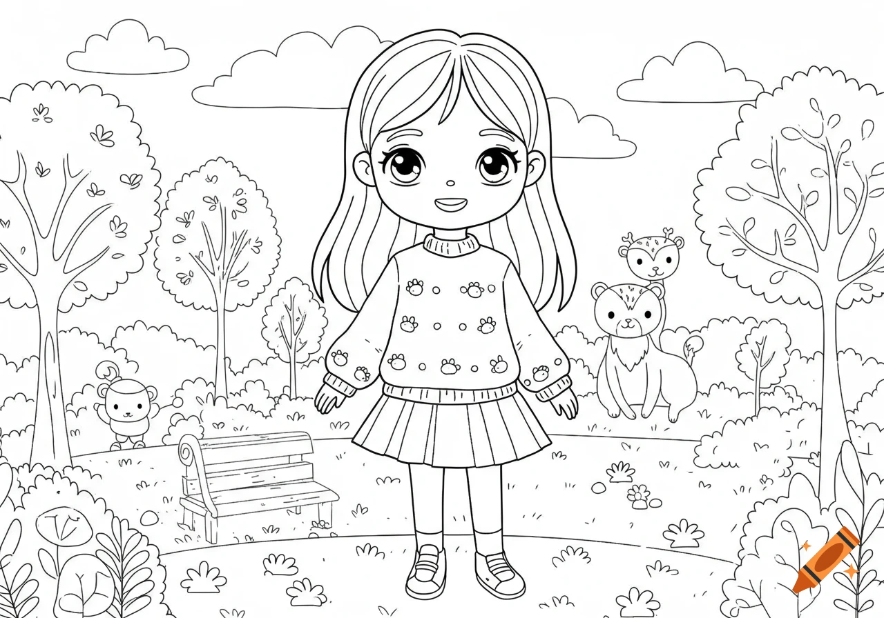 Cute+girl+coloring+pages+easy created on Craiyon