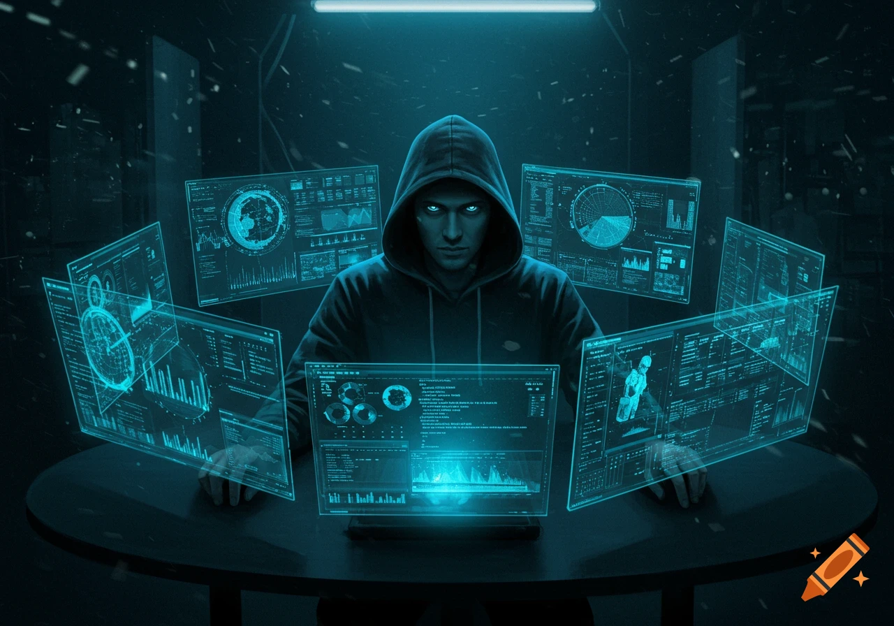 Hacker-themed bitcoin coin on Craiyon