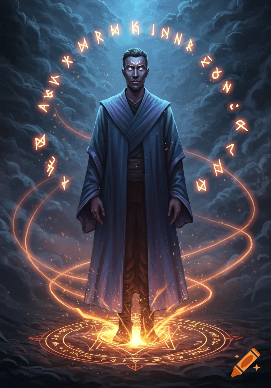 Holographic fantasy trading card of a bearded Math Warrior wizard ...