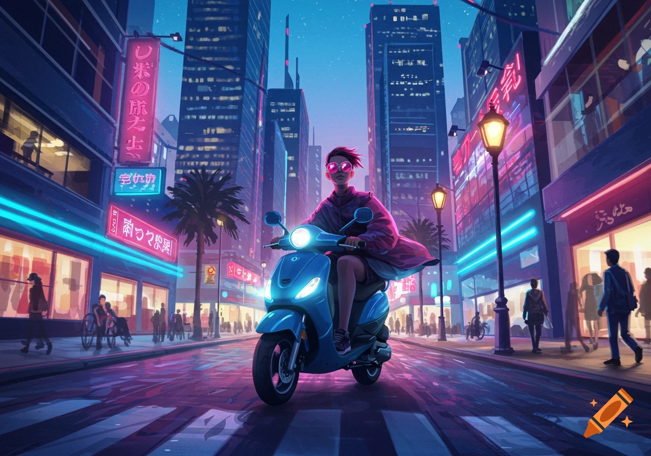 A vibrant, sparkly lilac moped parked on a cobblestone street in front ...