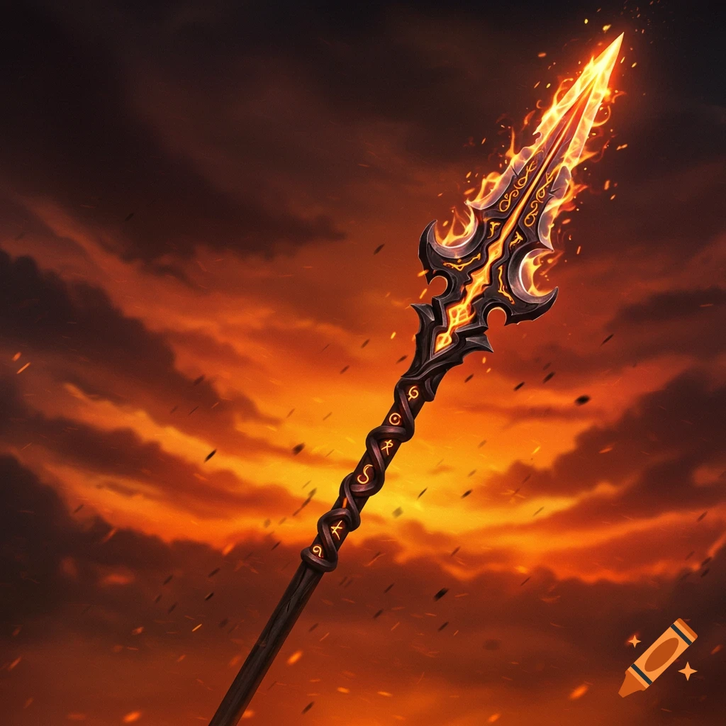 A detailed, chaos-inspired double-bladed battle-axe polearm mace hybrid ...