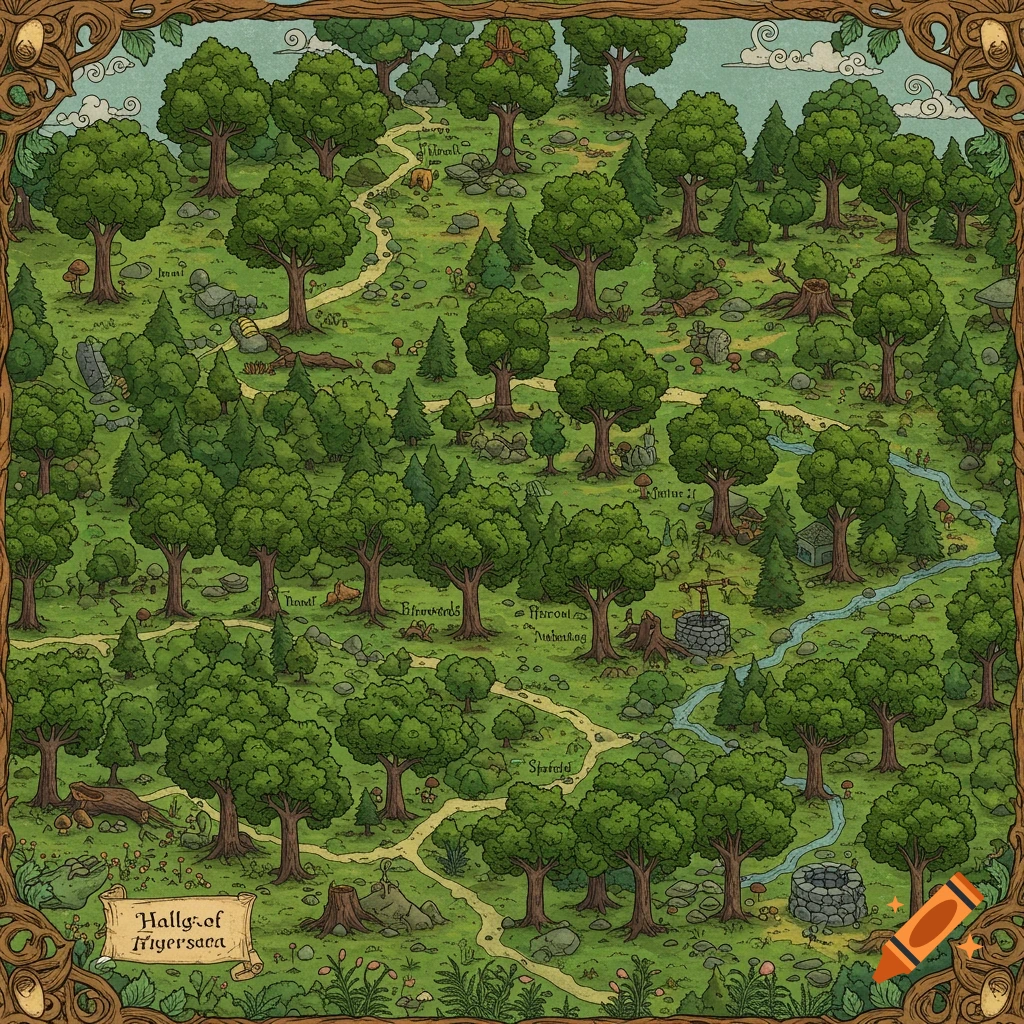 A hand-drawn map of Camp Green Lake showing tents, cabins, a lake, and ...