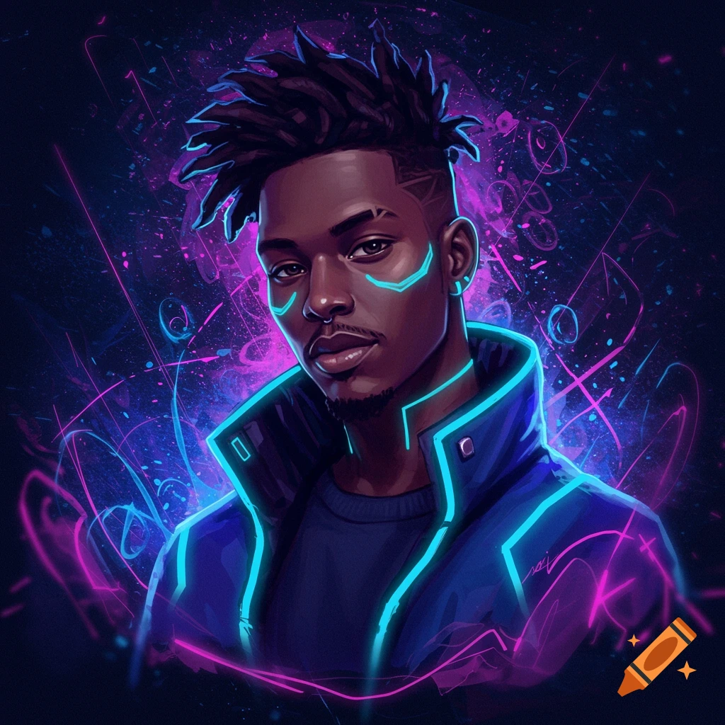 A blindfolded Black man in a black t-shirt and white pants holds a ball ...