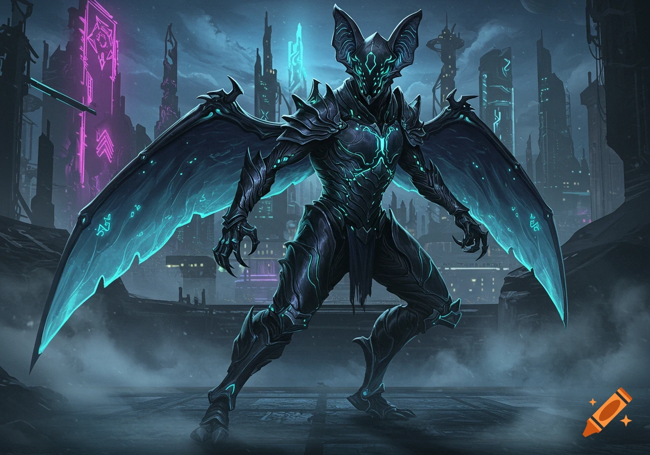 Colossal tree-like monster with glowing turquoise veins stands under a ...