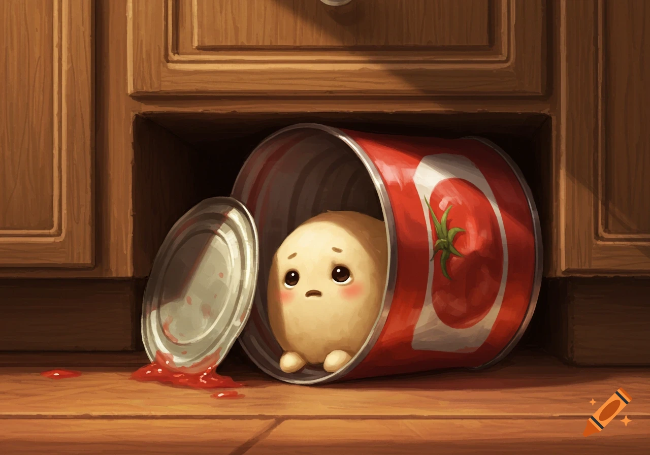 Cute cartoon potato people with scared faces protest being baked in a ...