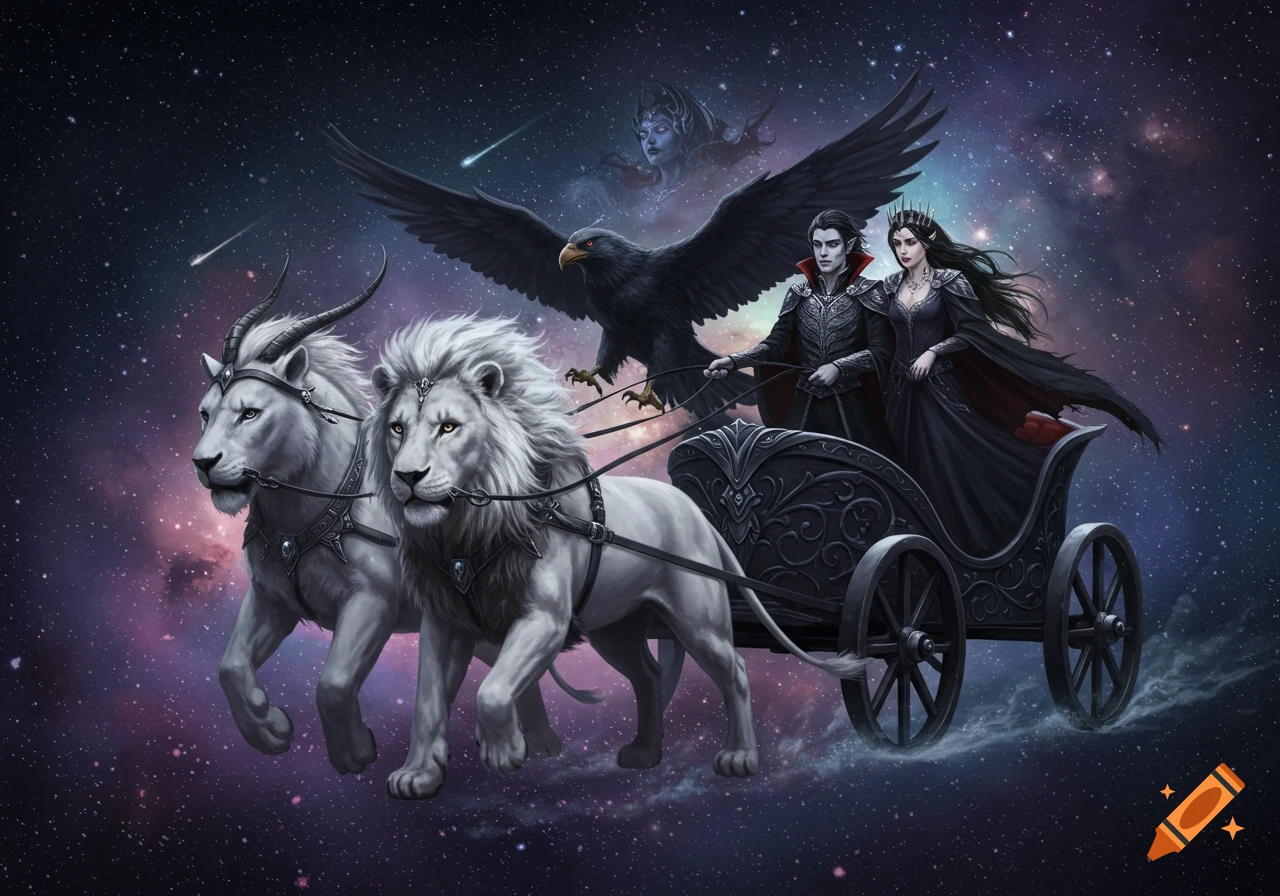 A short black-haired gothic vampire, a red devil, and a snow leopard ...