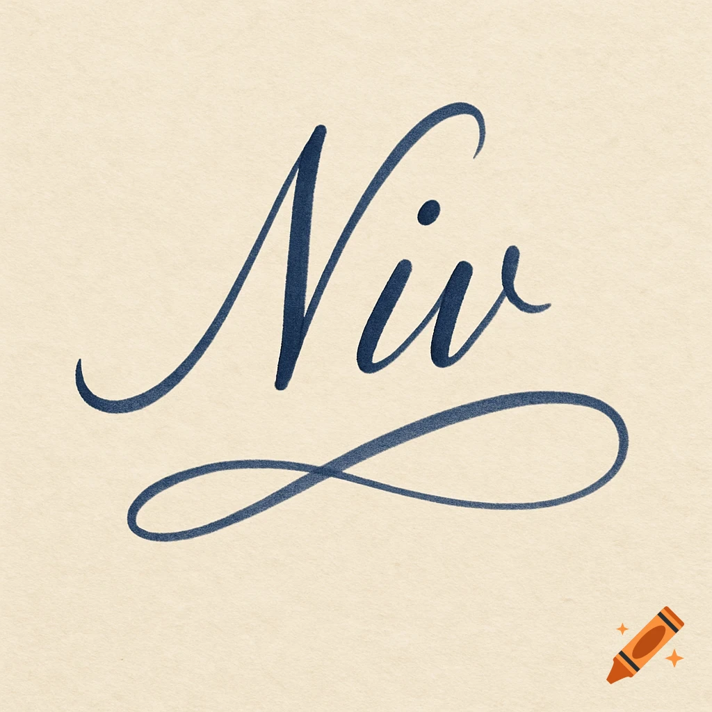 The name "Niv" written in elegant dark blue cursive script with a ...