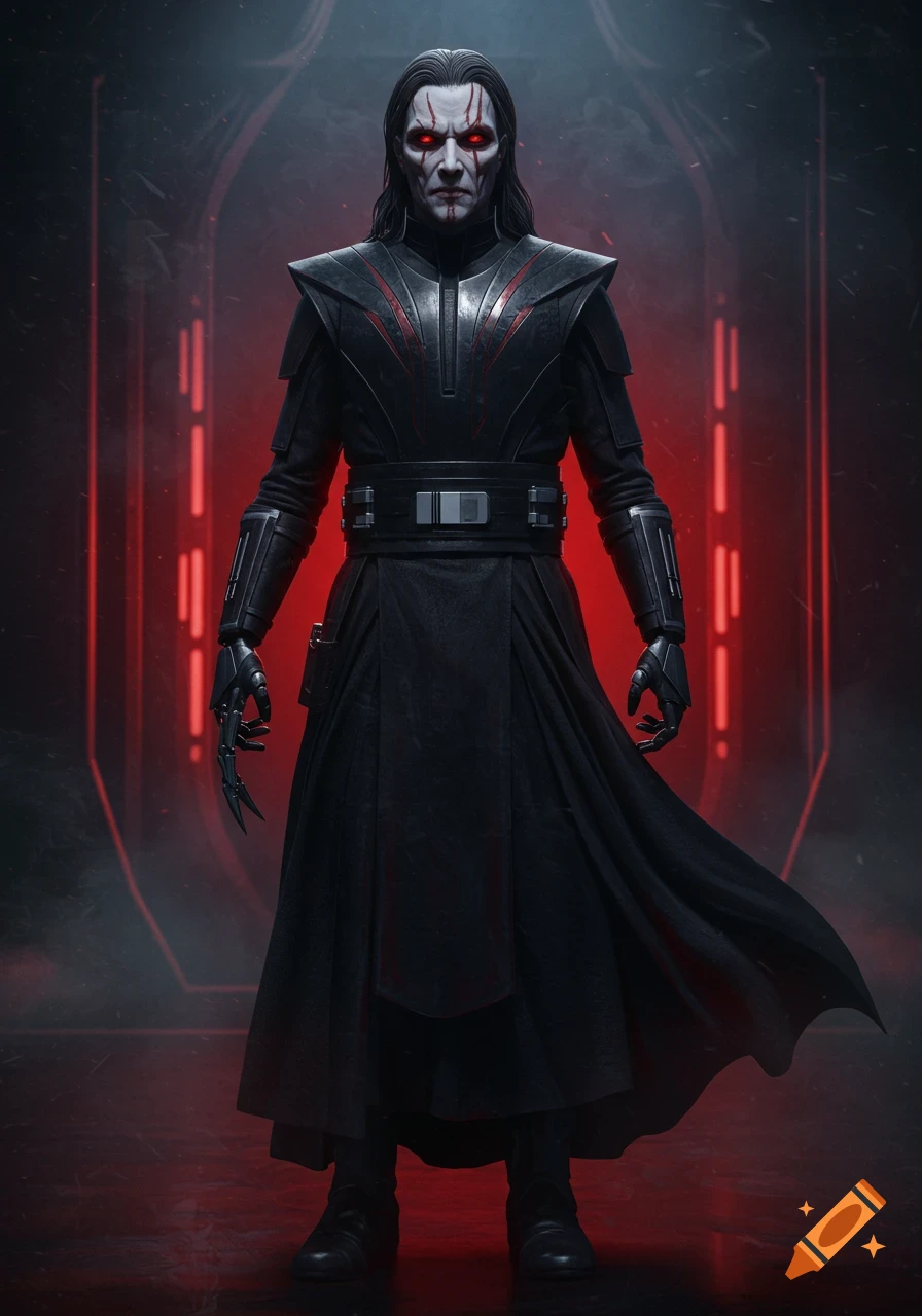 A comic book style portrait of Anakin Skywalker with a bald, severely ...