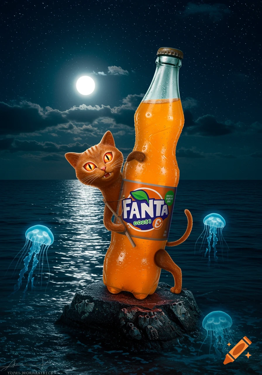 The Fantastic Four characters integrated with Fanta soda bottles ...