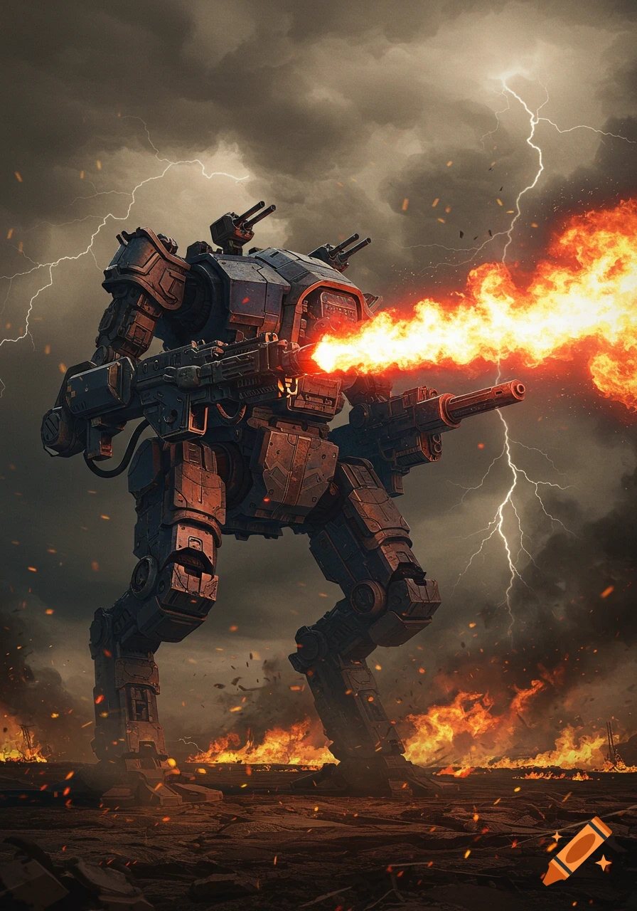 Blueprint of a full mech suit with detailed schematics on Craiyon