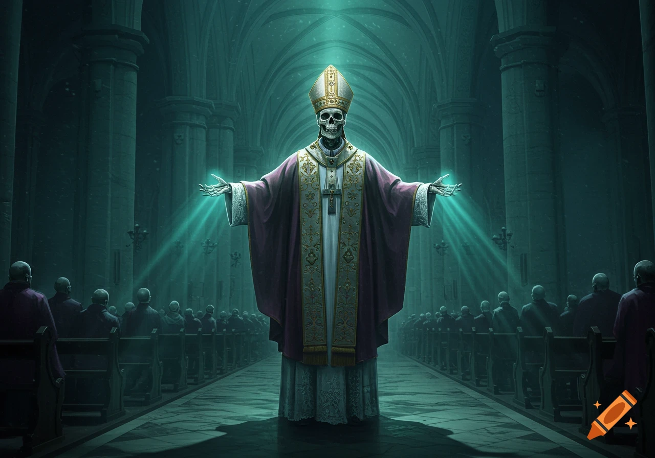 Portrait of a mature Catholic priest with a beard on Craiyon