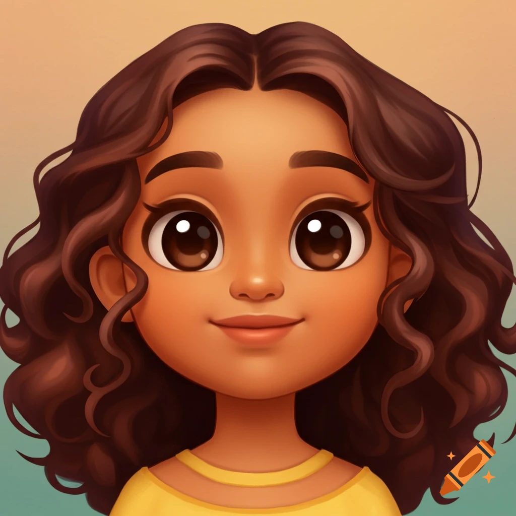Cute animated girl with freckles and dark brown hair on Craiyon