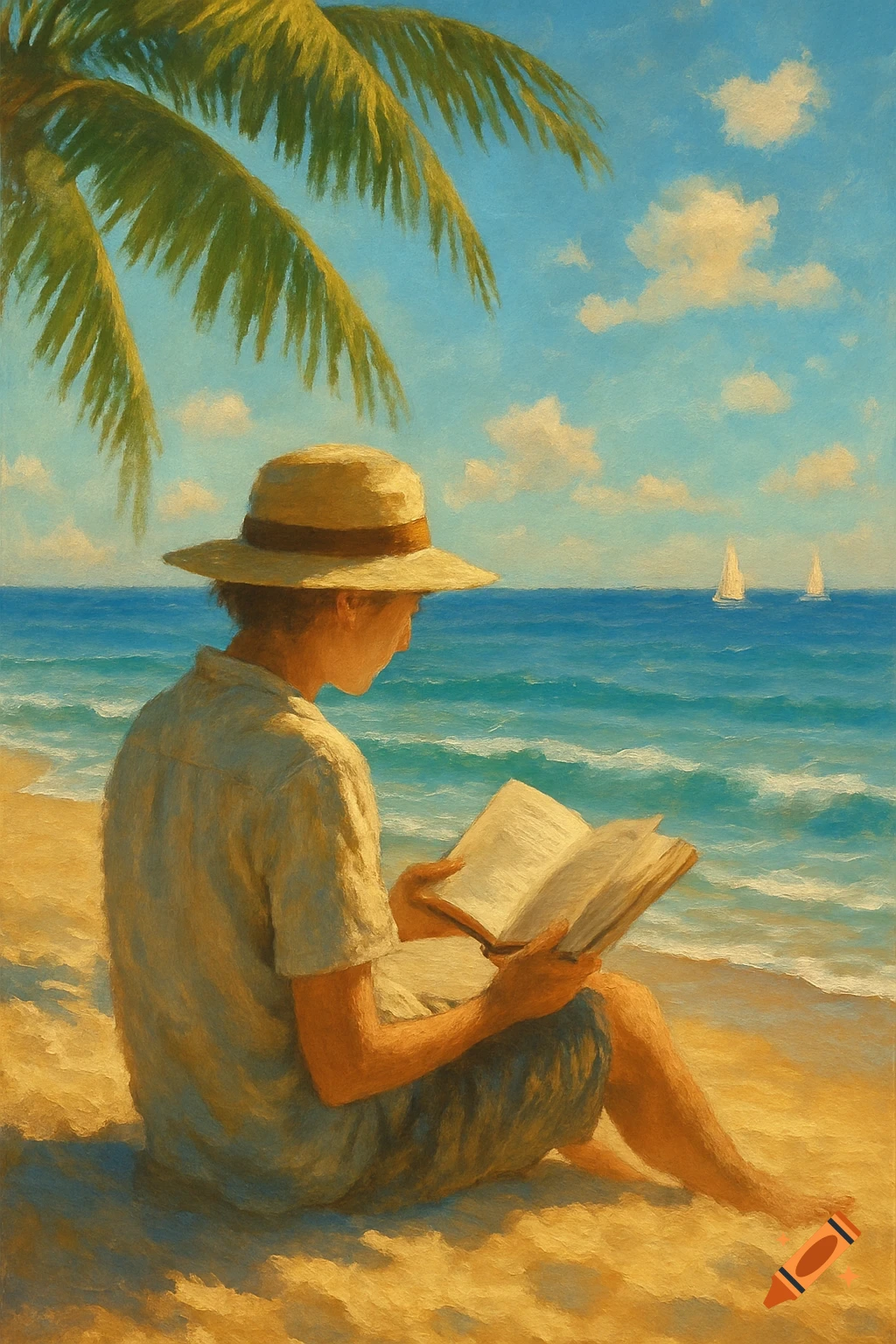 A young man with curly hair and a backpack stands on a cobblestone ...