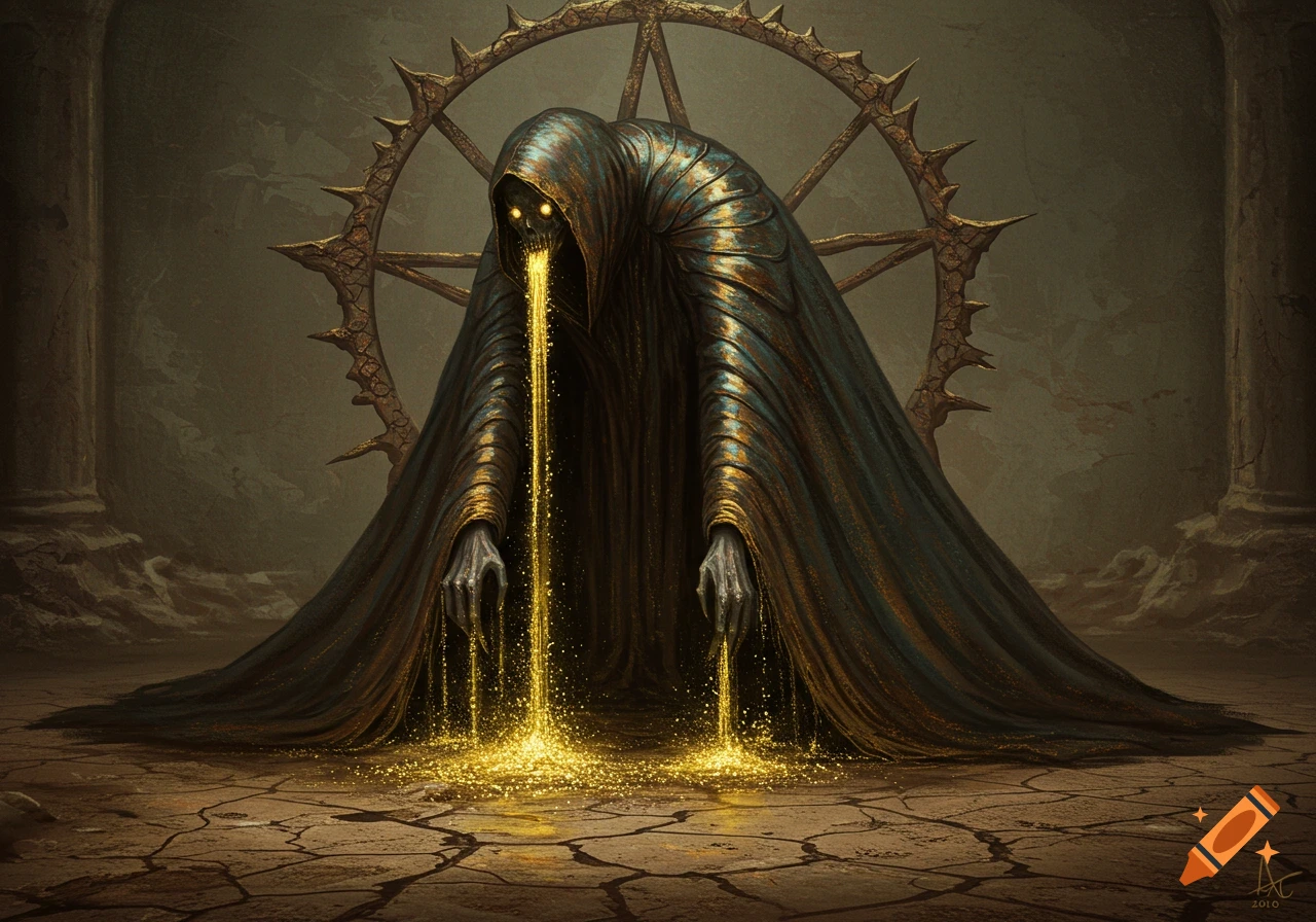 A mantis-like alien in a purple robe and gold medallion stands on a ...