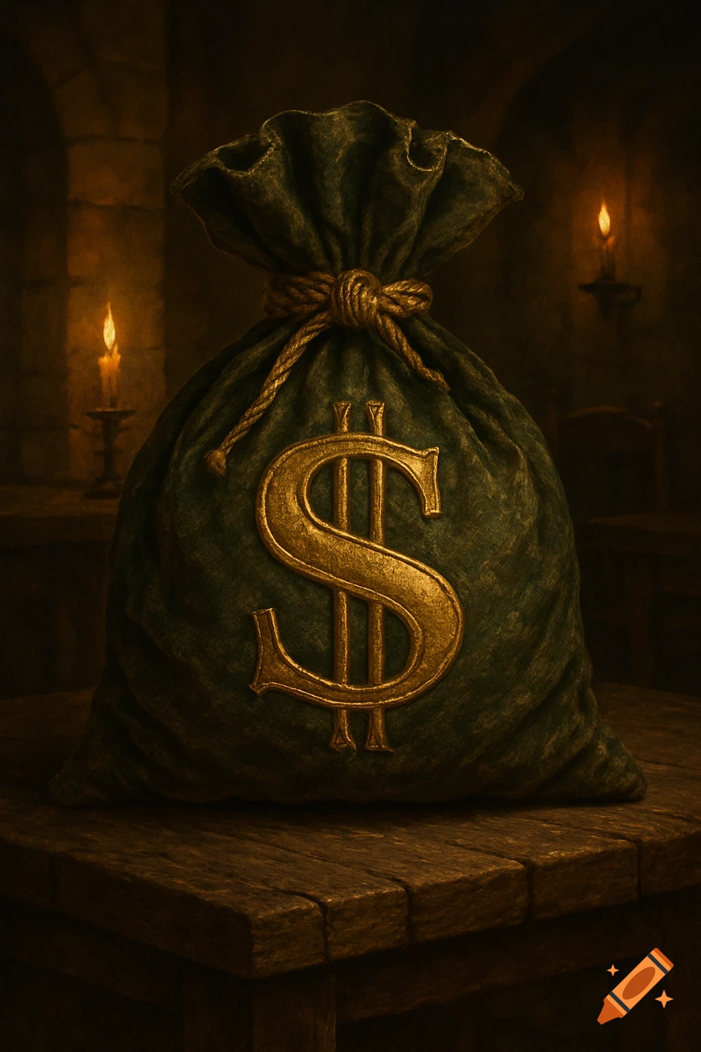 A golden money printing machine in a lavish bank vault, surrounded by ...