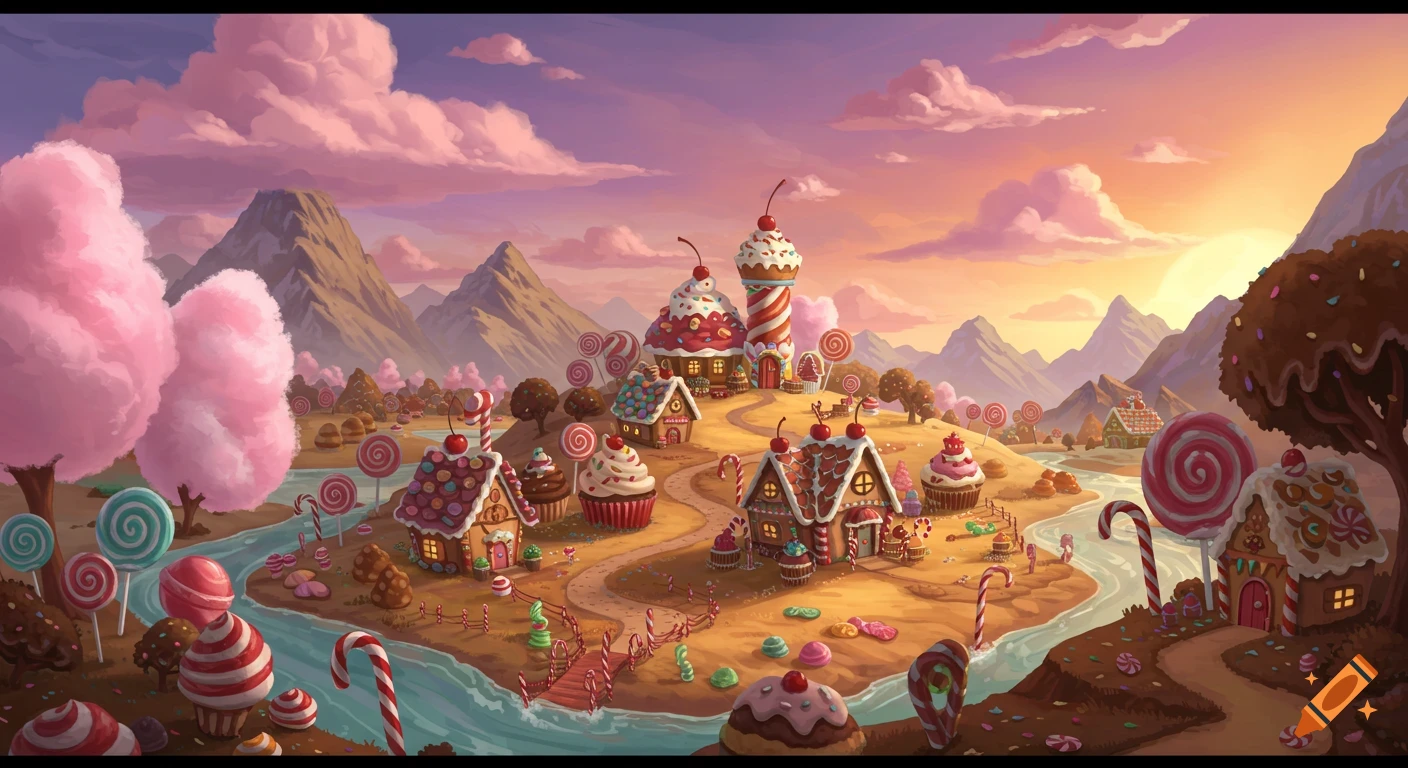 Cartoon chocolate bar character in a racing helmet and gear rides a red ...